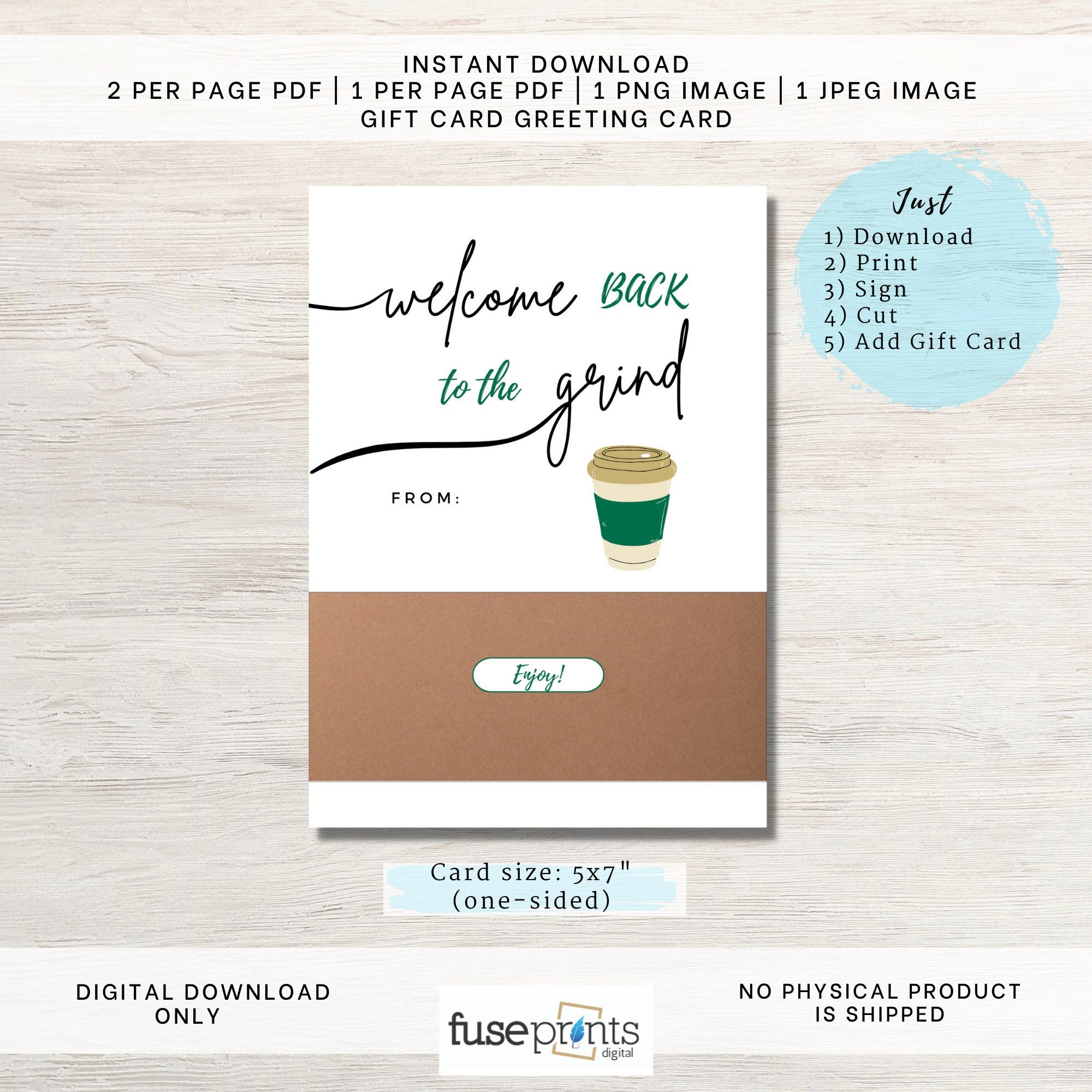 Back to School Coffee Printable Gift Card Holder Coffee Gift Card ...