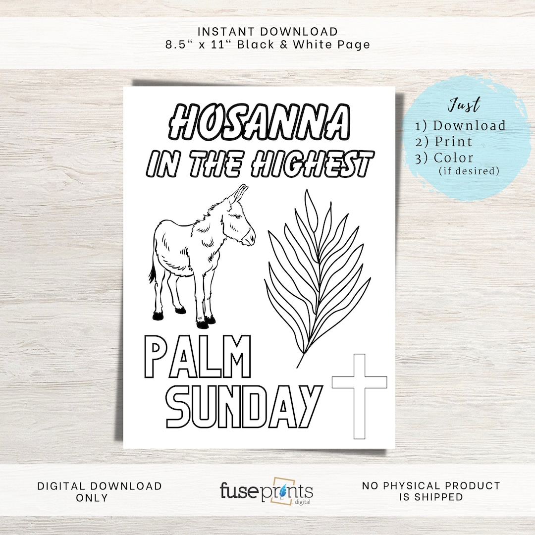 Palm Sunday Coloring Page | Hosanna Coloring Page | Easter Printables ...
