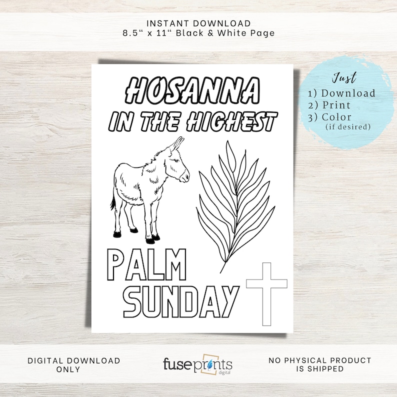 Palm Sunday Coloring Page | Hosanna Coloring Page | Easter Printables ...