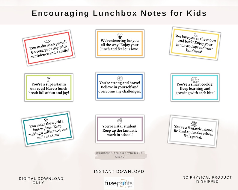 Printable Lunchbox Notes for Kids | Encouraging Lunch Box Notes ...