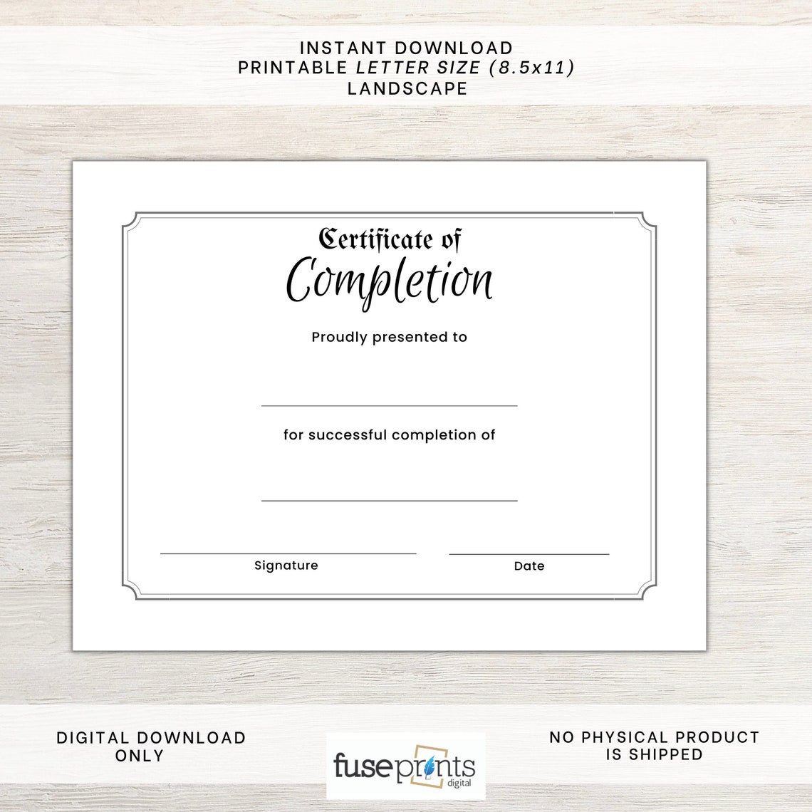 Printable Completion Certificate | Certificate of Completion | Training ...