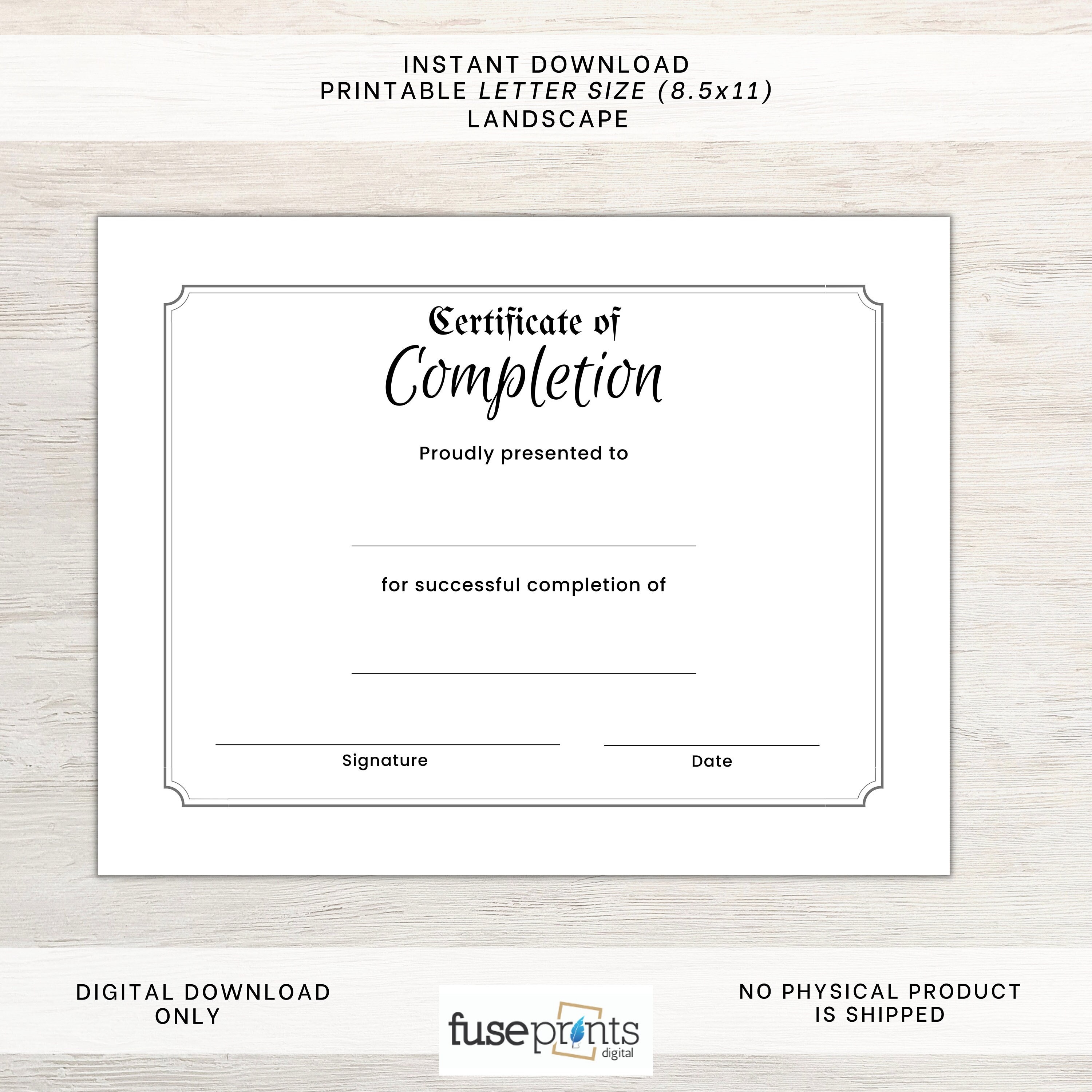 Printable Completion Certificate | Certificate of Completion | Training ...