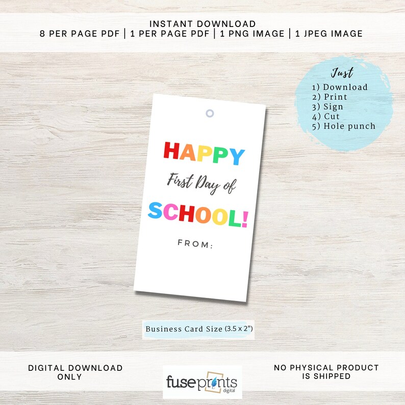 Back to School Gift Tag | First Day of School Favor Tag Printable ...
