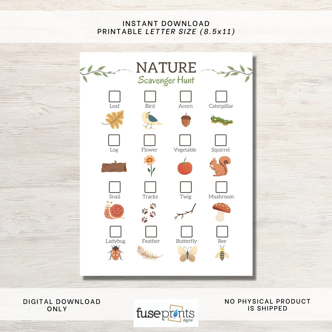 Nature Scavenger Hunt Printable | Trail Hiking Game | Printable Camping ...