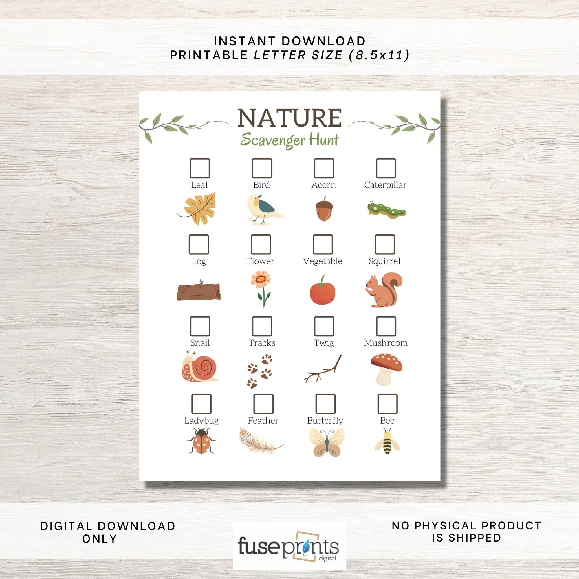 Nature Scavenger Hunt Printable | Trail Hiking Game | Printable Camping ...