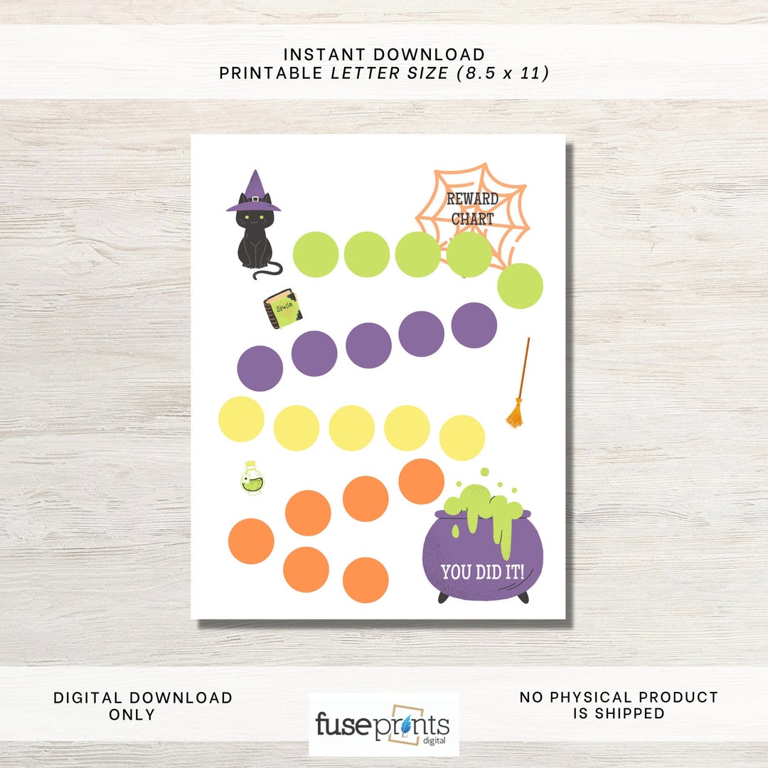 Halloween Reward Chart Printable | Black Cat Printable Reward Chart ...