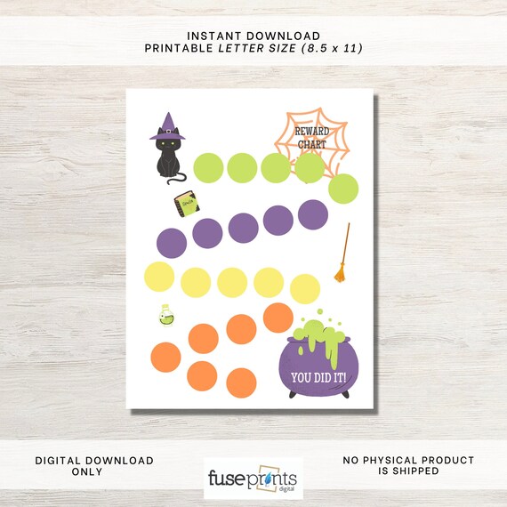 Halloween Reward Chart Printable Black Cat Printable Reward - Etsy