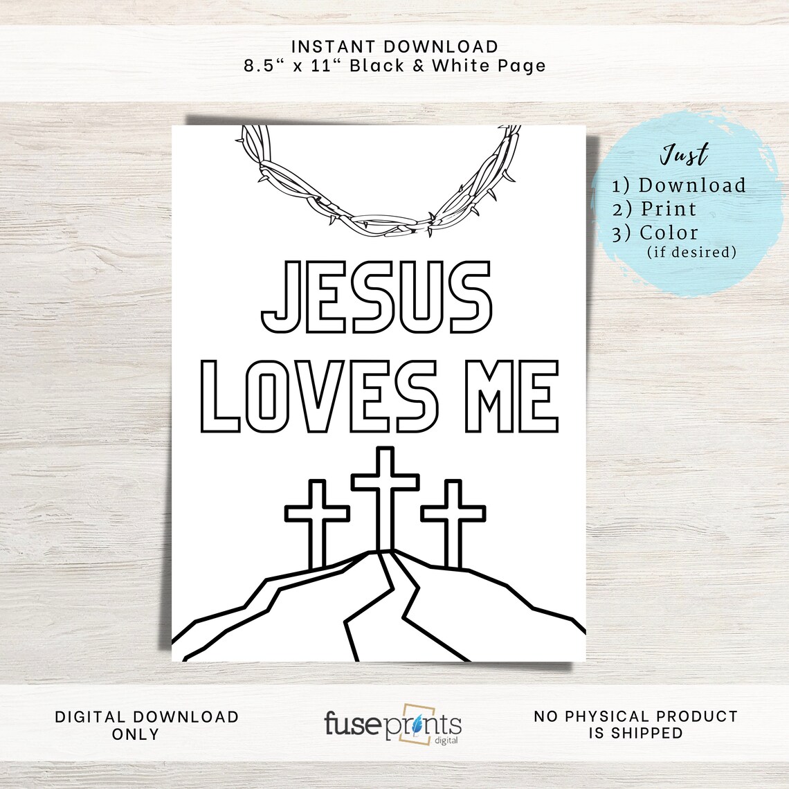 Good Friday Coloring Page | Jesus Loves Me Print | Easter Printable ...