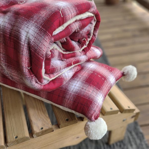 Red Plaid Blanket - Etsy