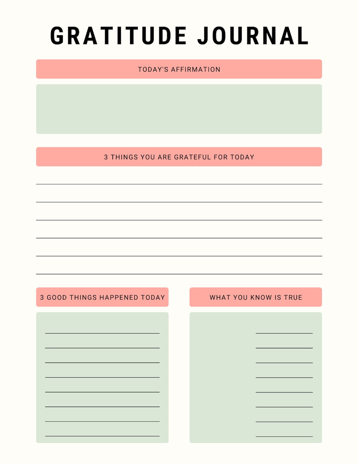 Gratitude Journal Worksheet - Etsy