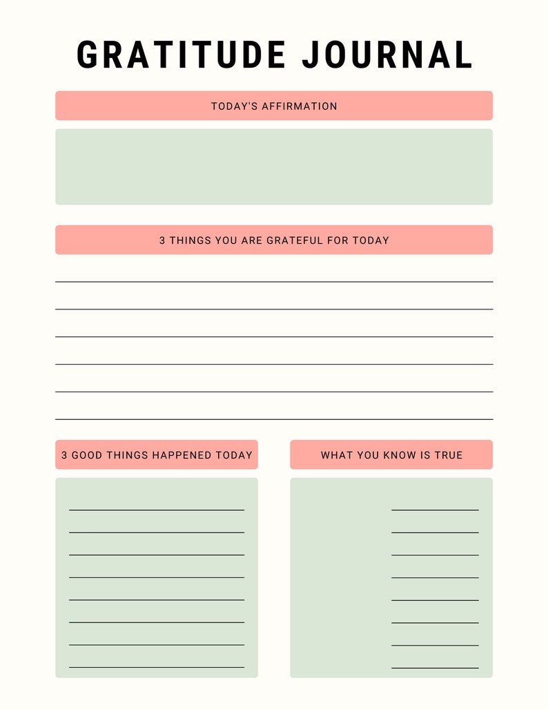 Gratitude Journal Worksheet - Etsy Gratitude Journal Worksheet - Etsy