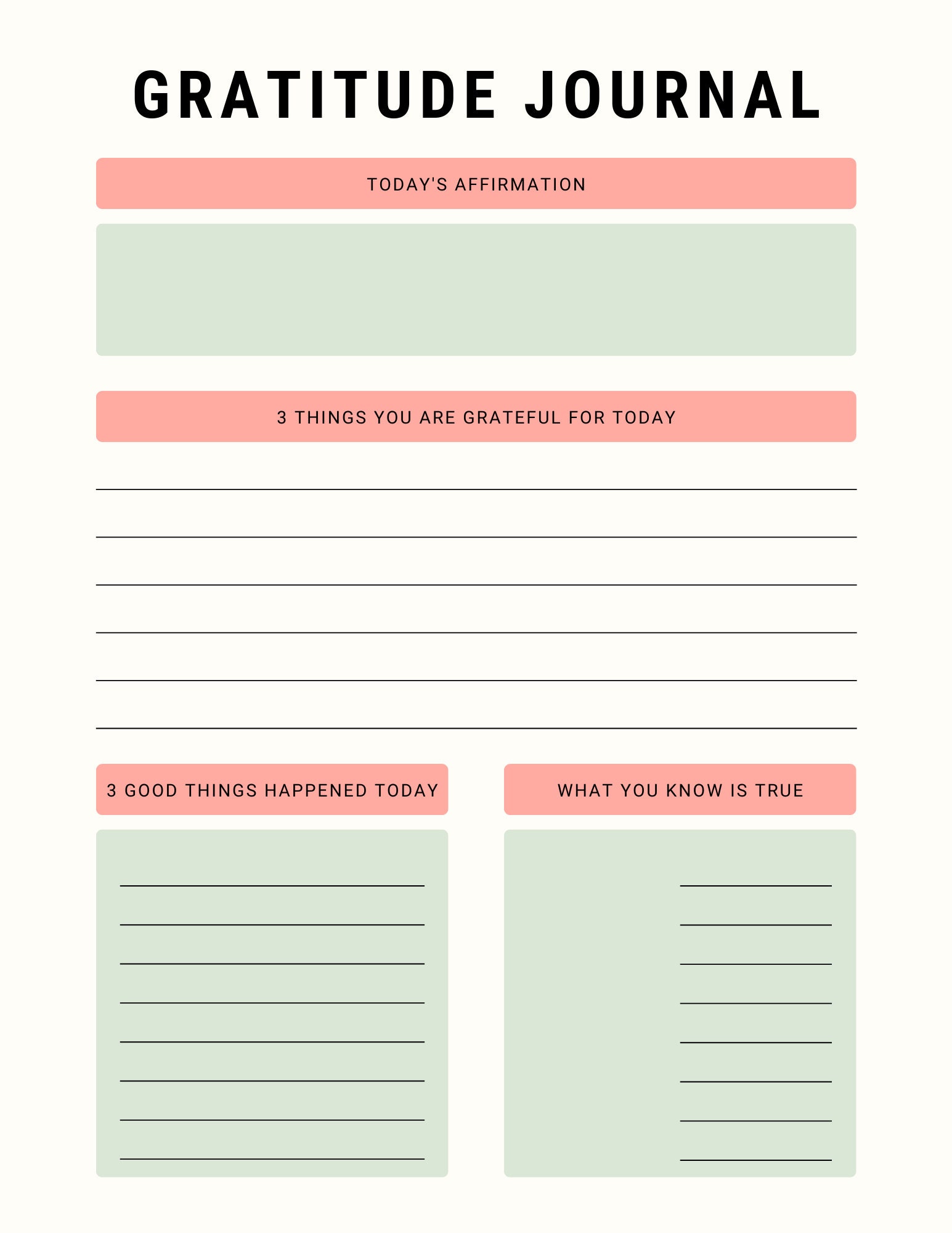 Gratitude Journal Worksheet - Etsy