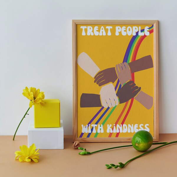 Treat People With Kindness Art - Etsy