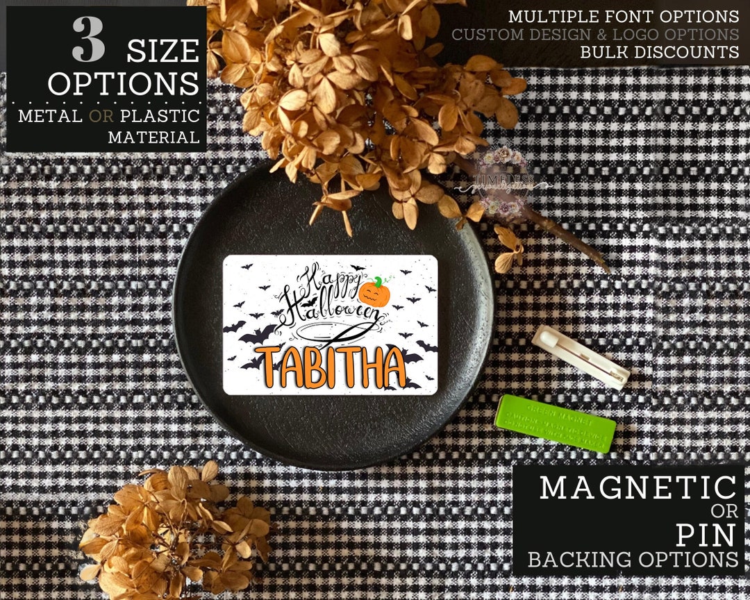 Halloween Name Tag Pumpkin Name Tag Bats Name Tag Personalized Name Tag ...