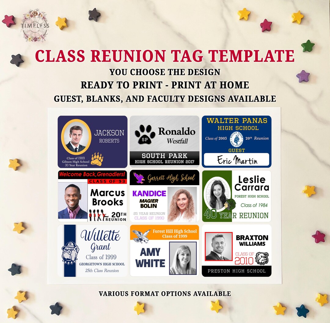 Class Reunion Template | Complete Ready to Print | Print at Home | ID ...