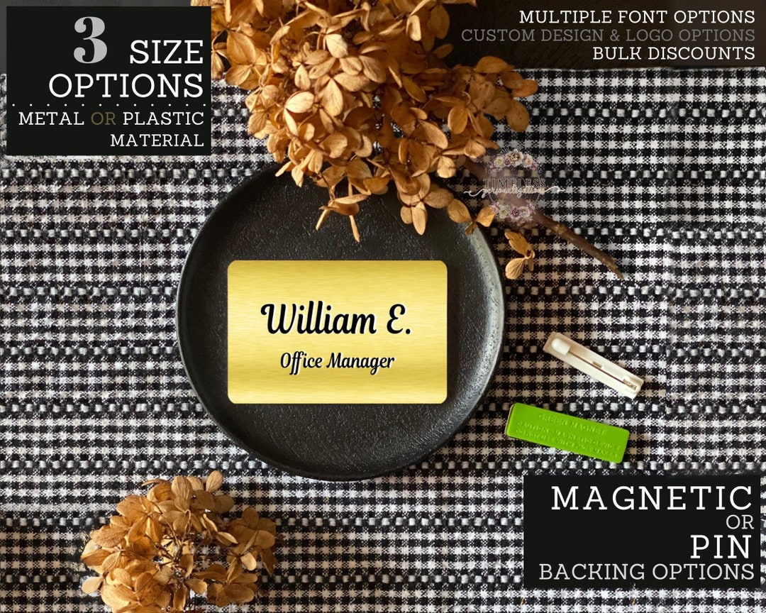 Gold Name Tag | Brushed Gold | Name Tag | Personalized Name Tag | Name ...