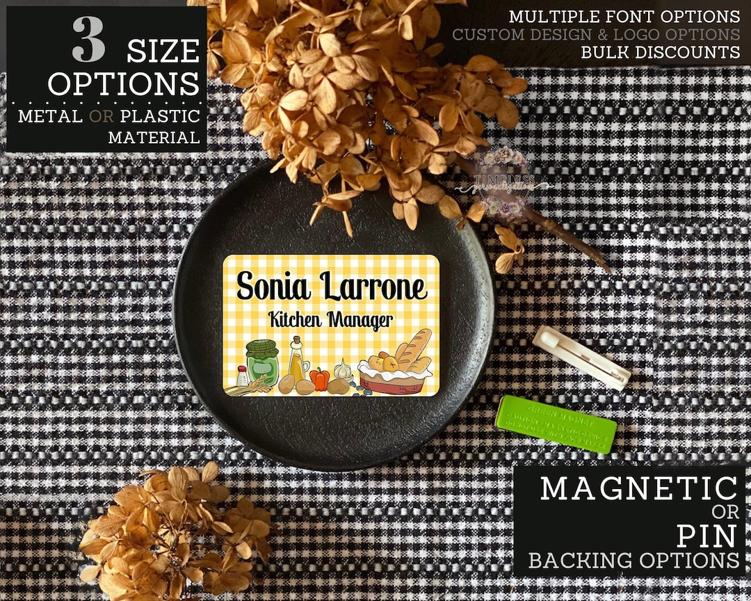 Kitchen Name Tag | Chef Name Tag | Baker Name Tag | Name Pin | Cook ...