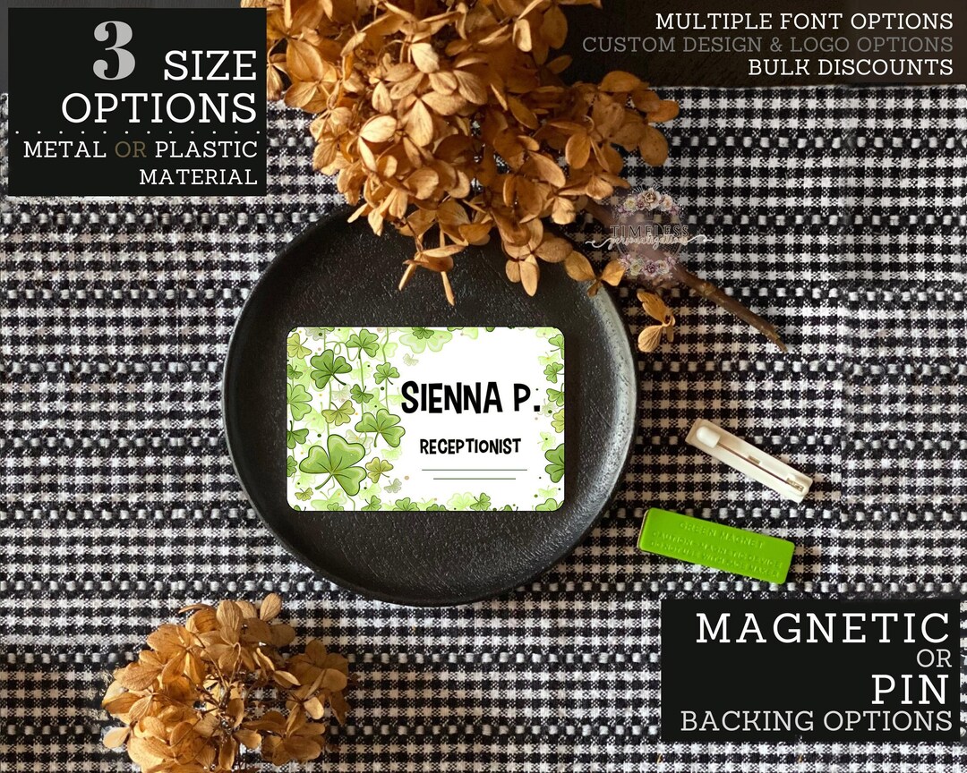 Shamrock Name Tag St Patricks Day Name Tag Clover Name Tag Personalized ...