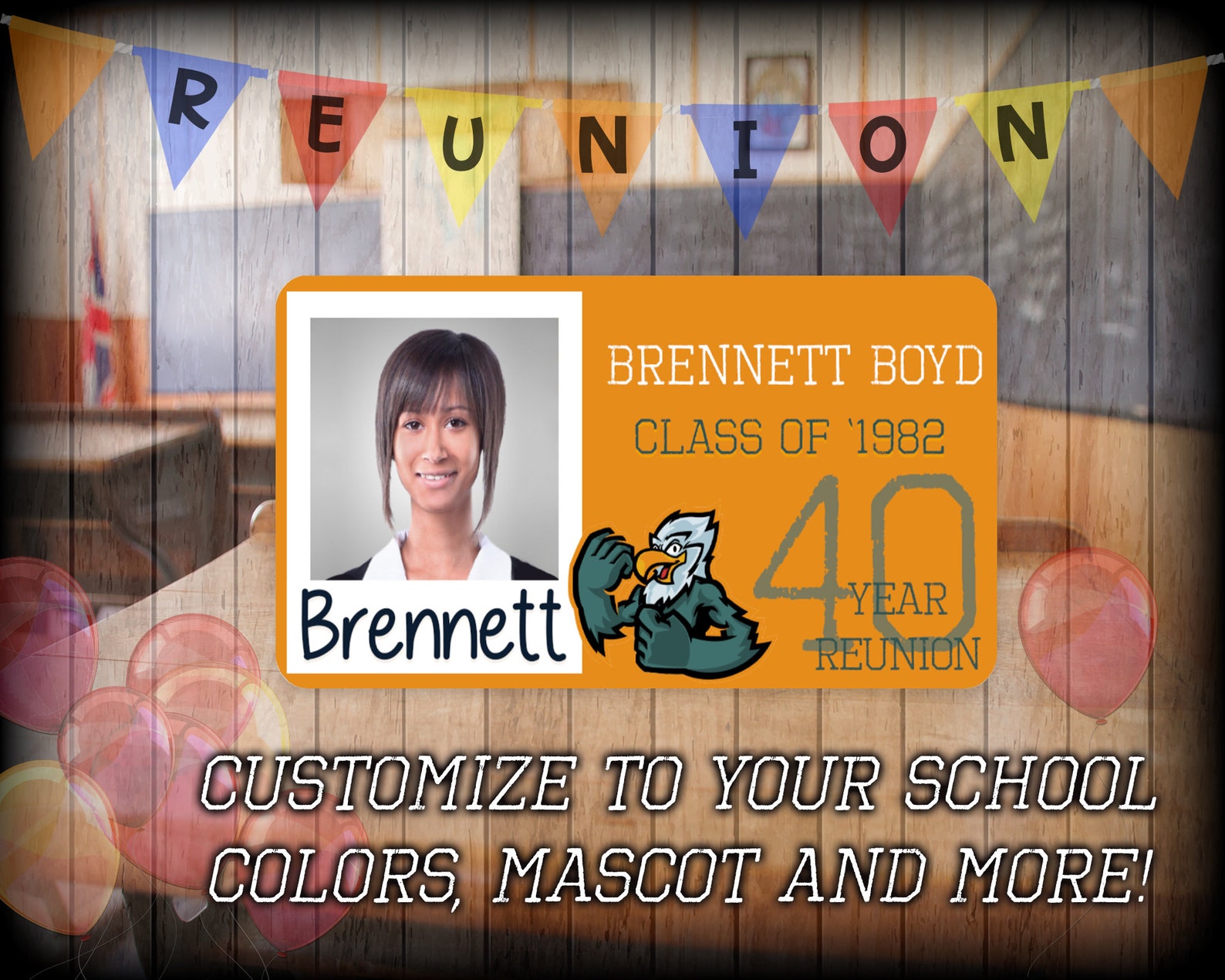 Class Reunion ID Name Badge High School Reunion Sticker - Etsy