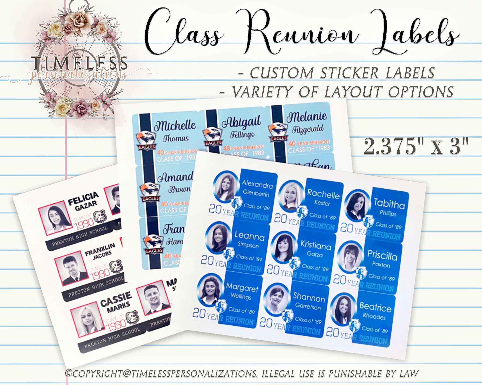Class Reunion ID Name Badge High School Reunion Sticker - Etsy