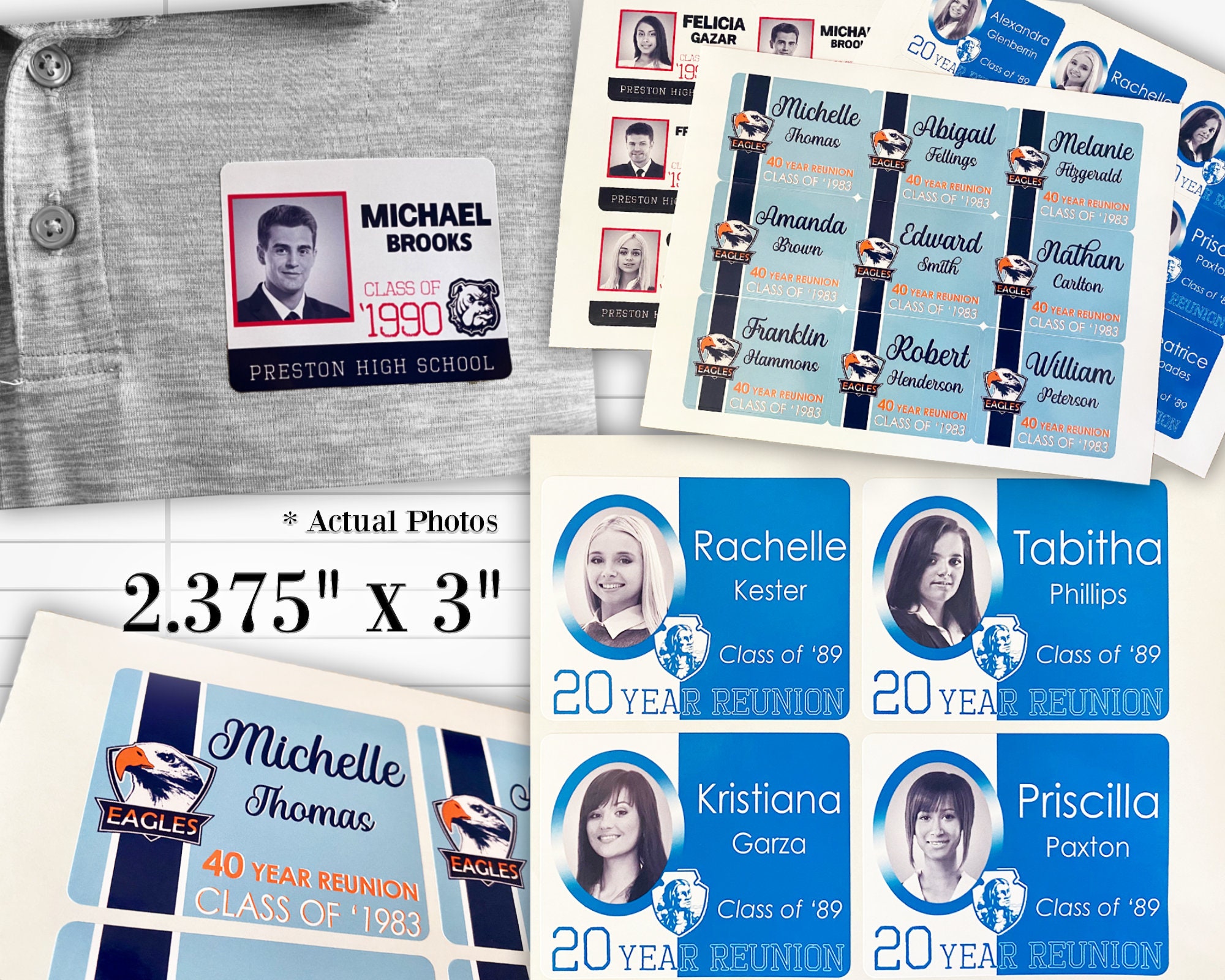 Class Reunion ID Name Badge High School Reunion Sticker Label Keepsake ...