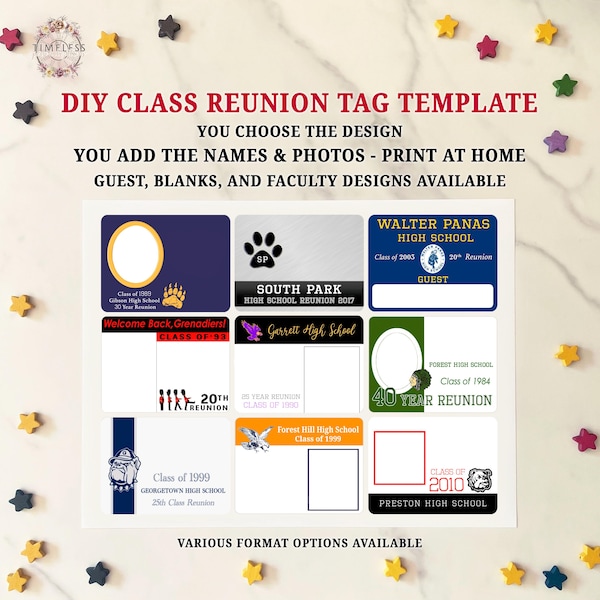 Class Reunion Name Tag Template - Etsy