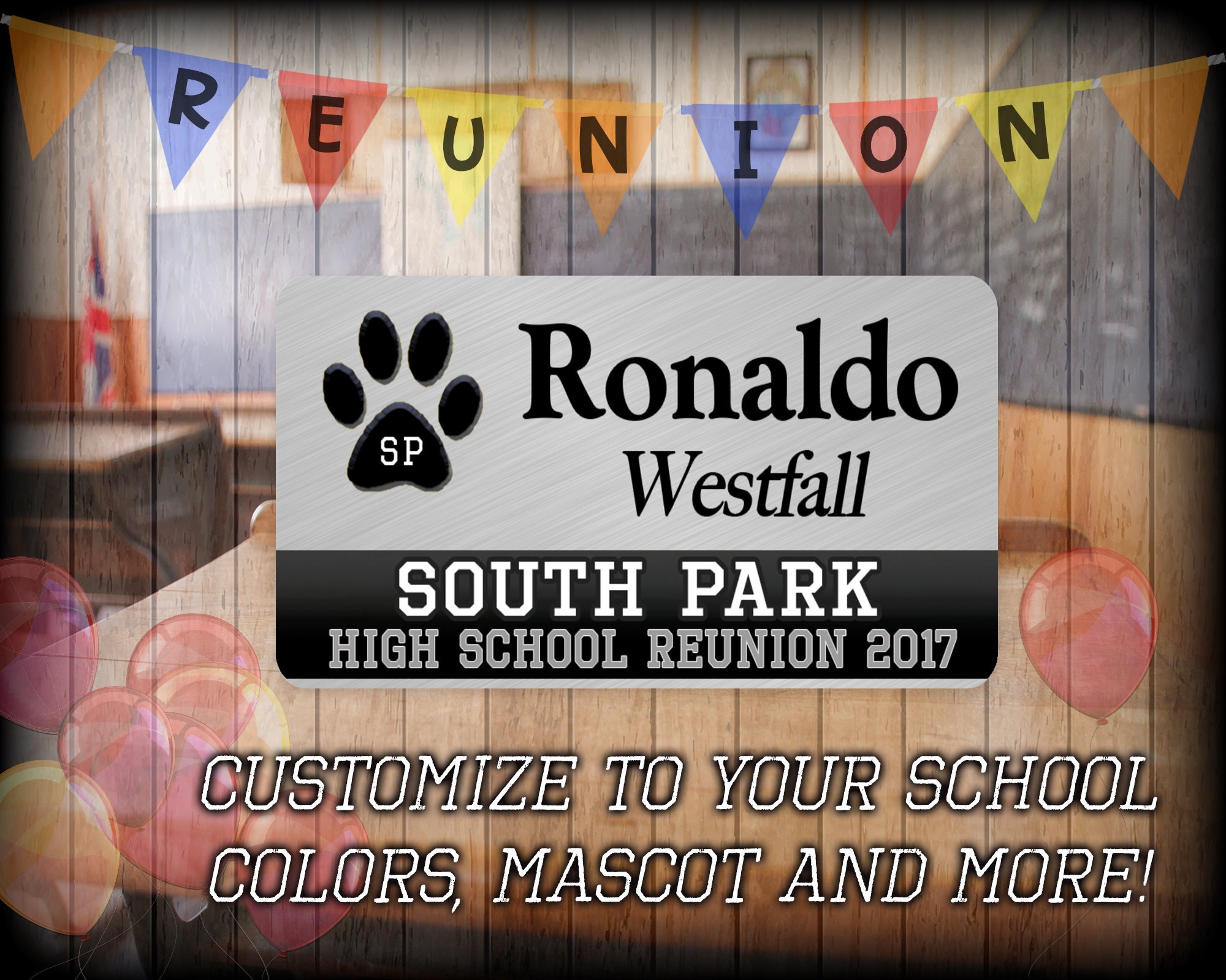 Class Reunion ID Name Badge High School Reunion Sticker - Etsy