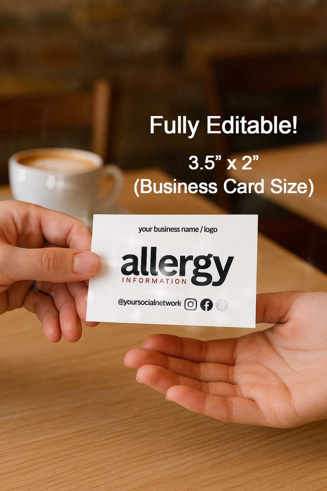 Restaurant Food Allergy | Editable Allergens Card Template | Editable ...