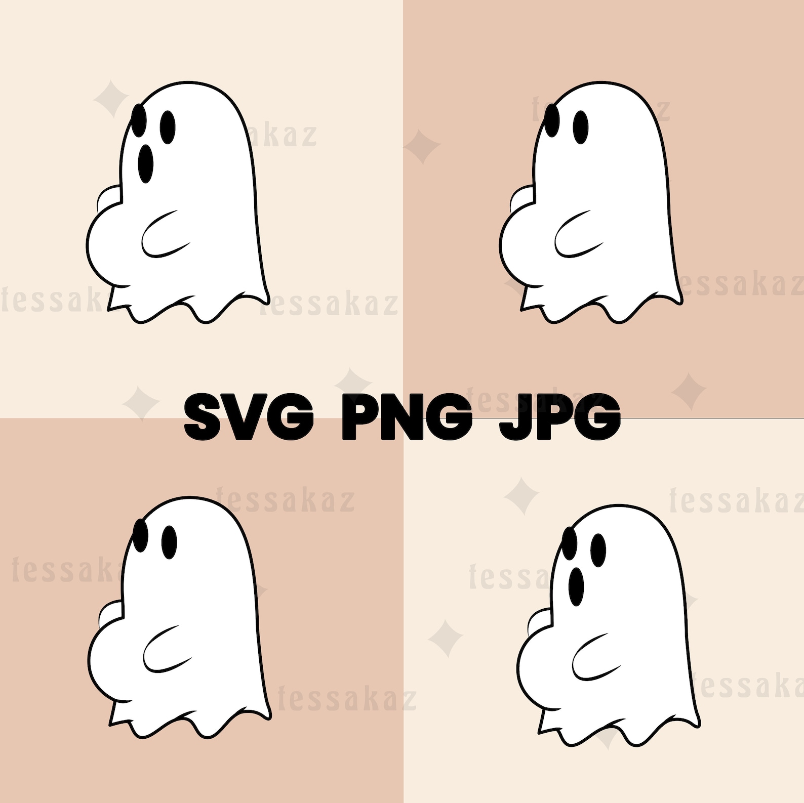 Cute Pregnant Ghost Graphic (1) SVG, (2) JPG, (2) PNG Files, Simple Yawning Pregnant Ghost, Fall ...