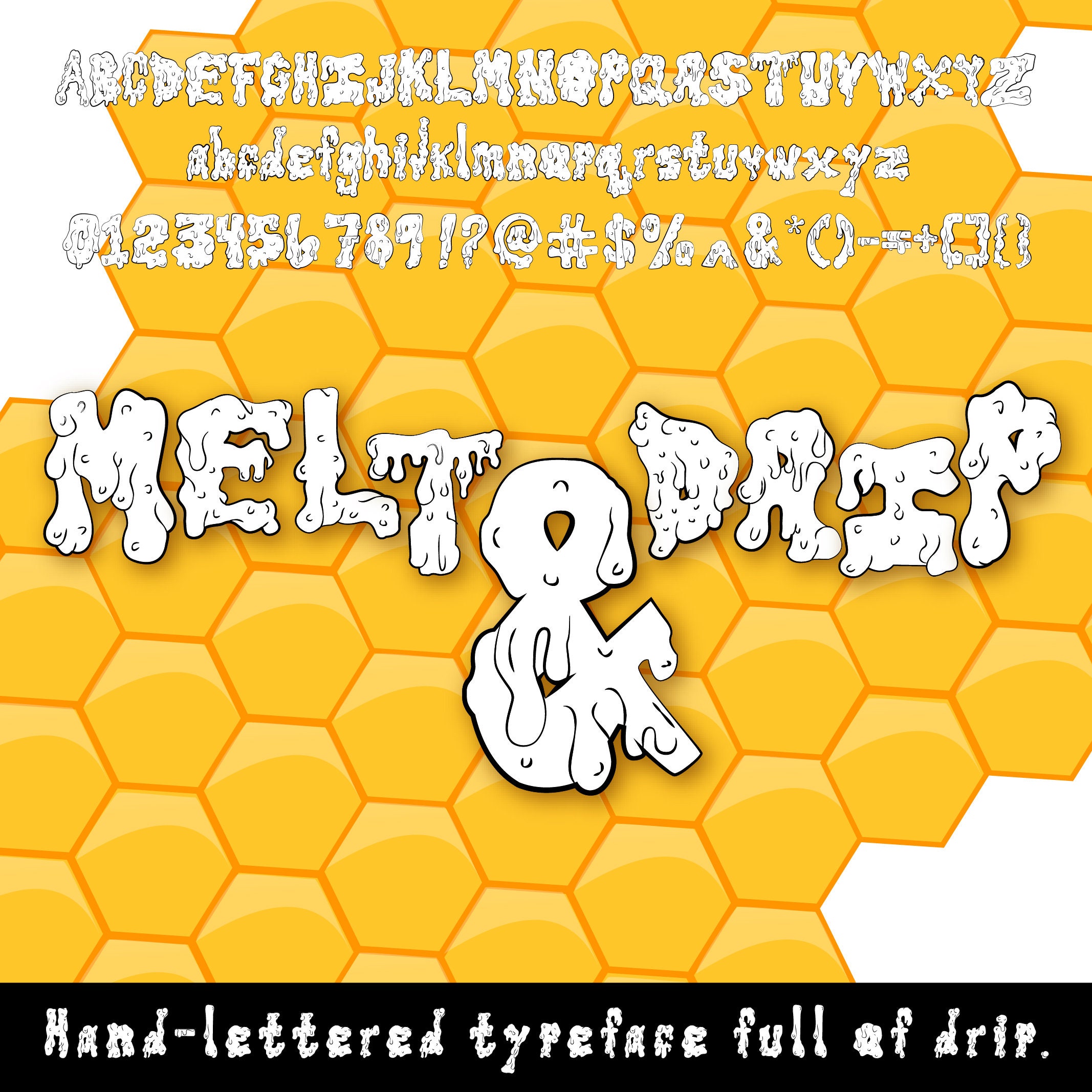 Melt & Drip Hand Lettered Font, Handwriting Font, Cartoon Font, Fun ...