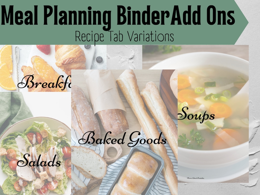 Visual Dividers Meal Planner Binder Add Ons, Monthly Meal Prep Calendar ...