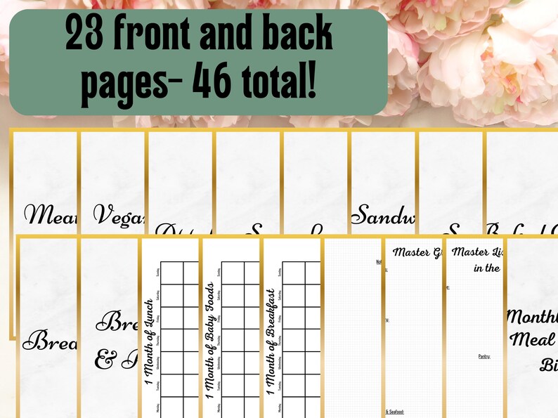 Basic Meal Planner Binder Printable Grocery List Monthly - Etsy
