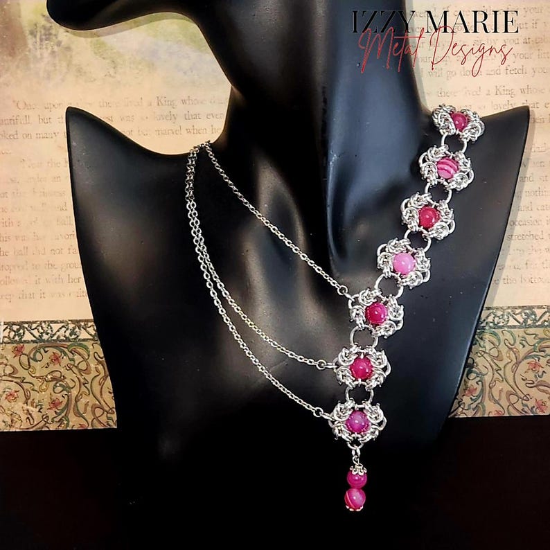 ASYMMETRICAL COLLECTION Chainmail Beaded Necklaces - Etsy