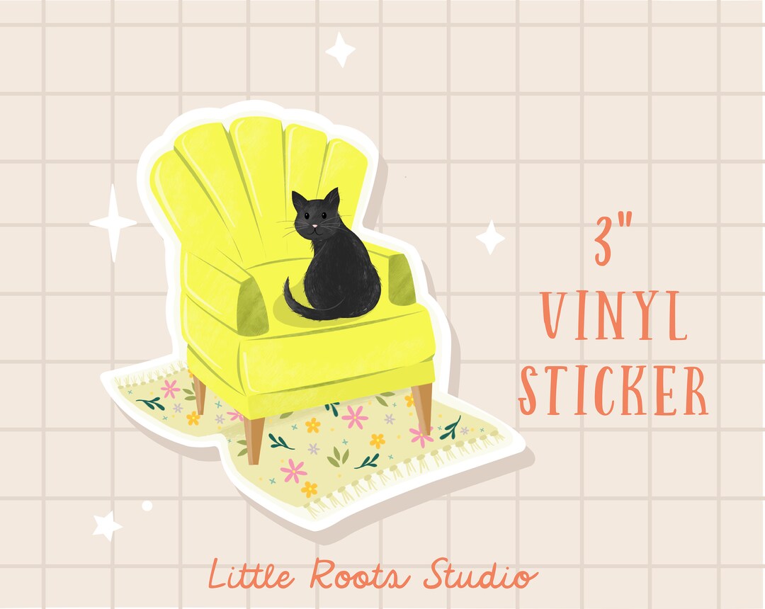Comfy Kitty Sticker / Black Cat Sticker / Chair Sticker / Laptop ...