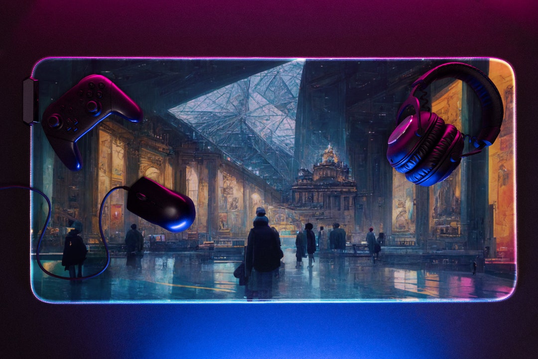 LED Gaming Mouse Pad, Cyberpunk Museum, RGB Setup Accessories, Gaming ...