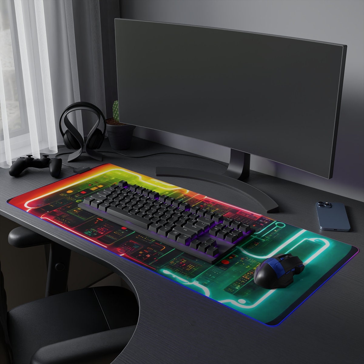 Artificial Intelligence Designed LED Gaming Mouse Pad, Neon Circuit ...