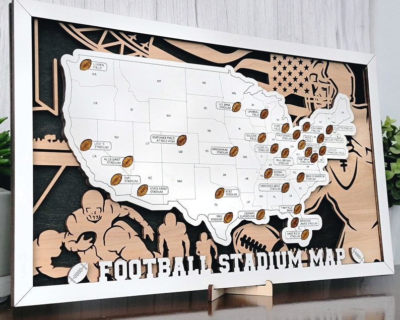 NFL Stadium Map, NFL Stadium Tracker, Stadium Tracker, NFL Art ...