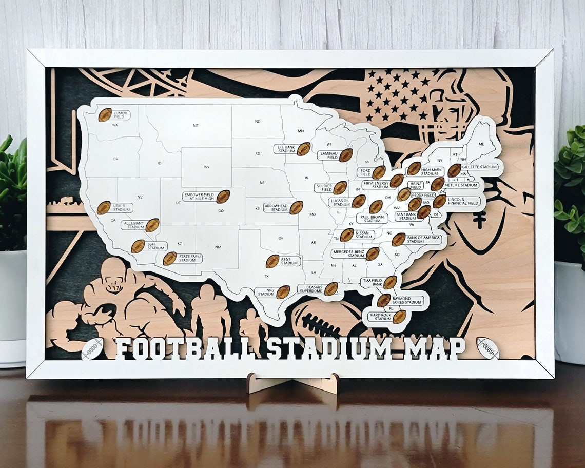 NFL Stadium Map, NFL Stadium Tracker, Stadium Tracker, NFL Art ...
