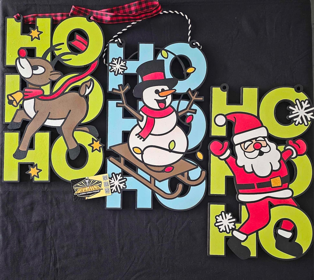 Ho Ho Ho Sign, Christmas Décor, Christmas Art, Christmas Door Hanger ...