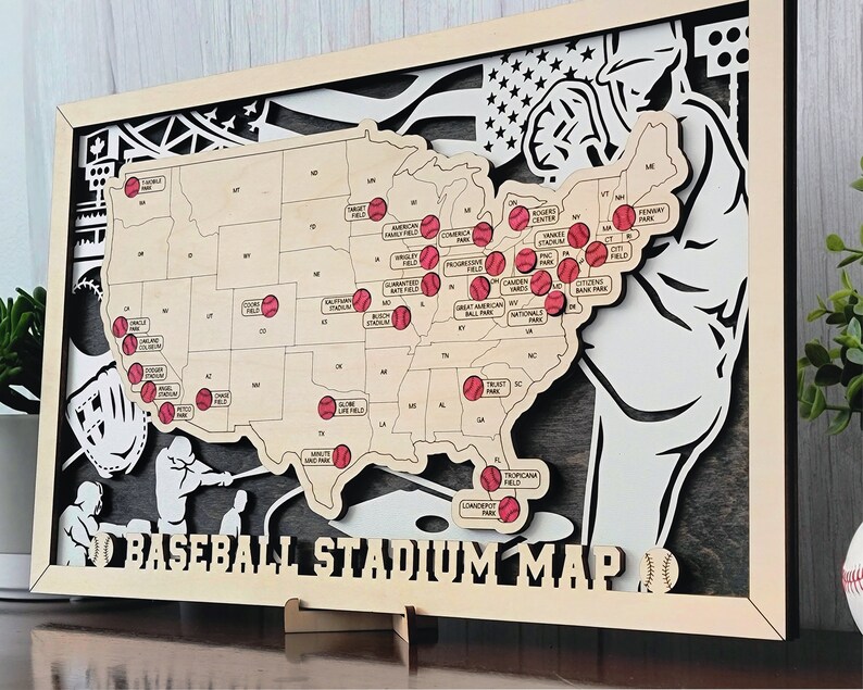 MLB Stadium Map, MLB Stadium Tracker, Stadium Tracker, MLB Art, Mlb ...