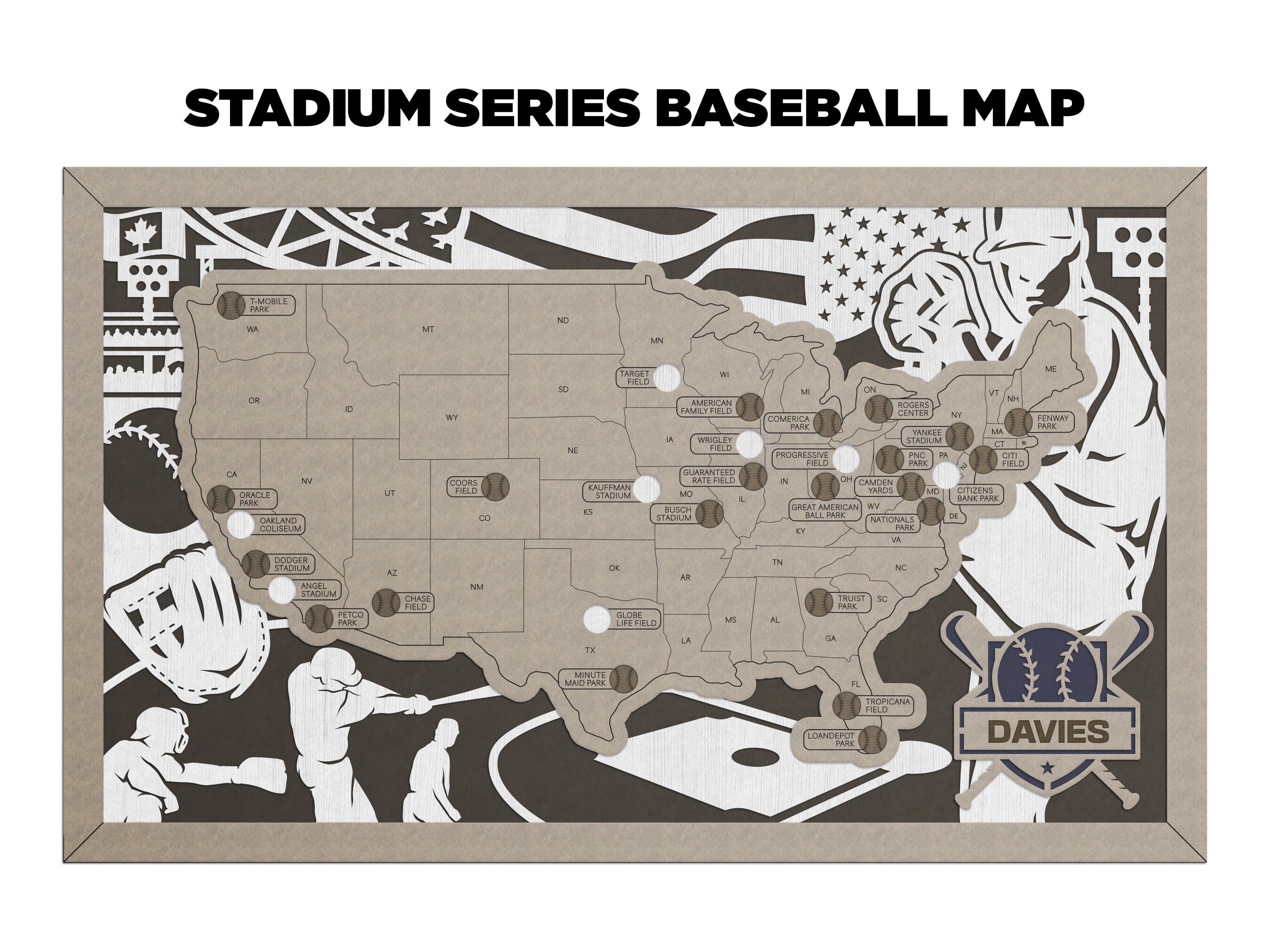 MLB Stadium Map, MLB Stadium Tracker, Stadium Tracker, MLB Art, Mlb ...