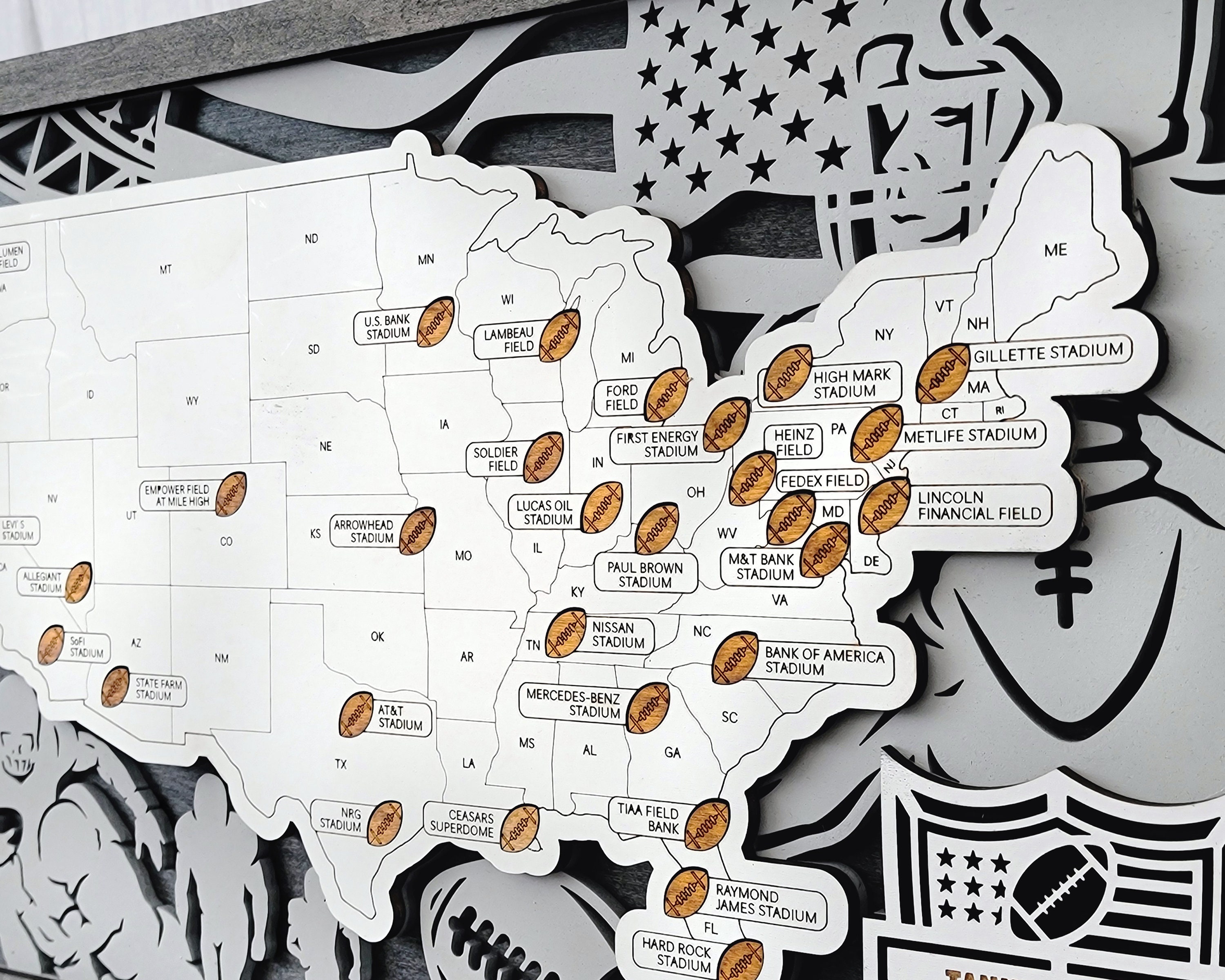 NFL Stadium Map, NFL Stadium Tracker, Stadium Tracker, NFL Art ...