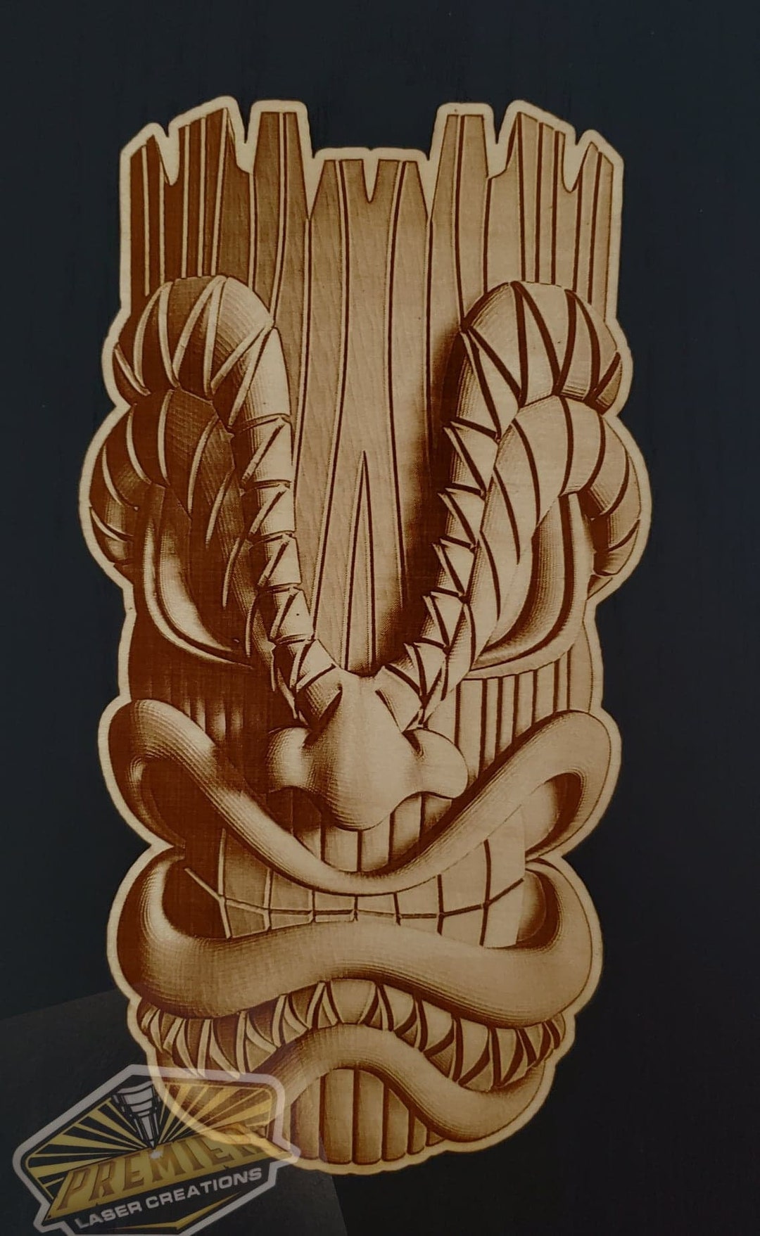 Tiki Mask Sign, Tropical Art, Tiki Bar Sign, Laser Engraved Sign, Wall ...