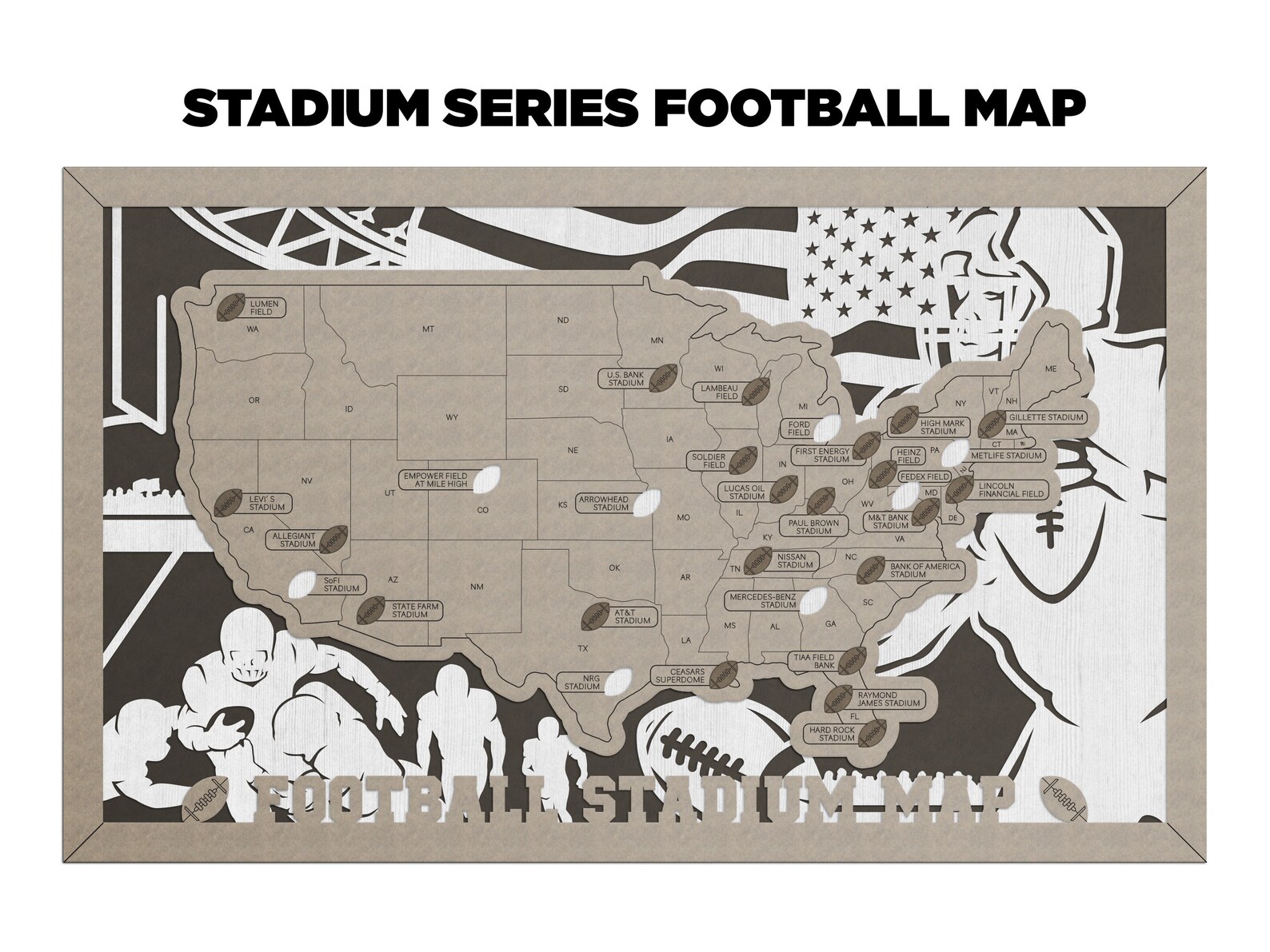 NFL Stadium Map, NFL Stadium Tracker, Stadium Tracker, NFL Art ...