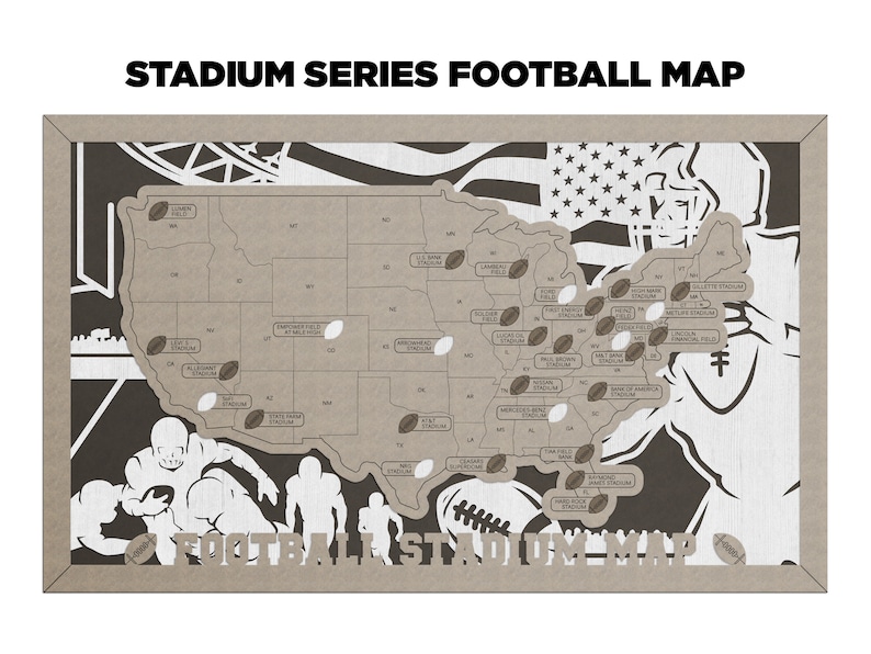 NFL Stadium Map, NFL Stadium Tracker, Stadium Tracker, NFL Art ...