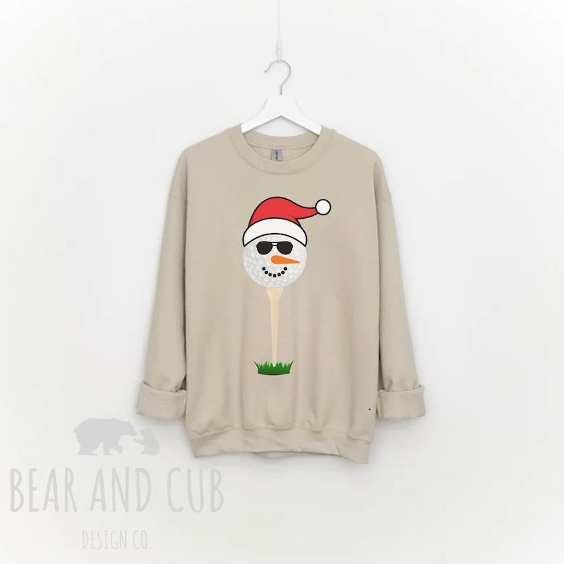 Golf Ball Snowman Sweatshirt, Santa Golf Sweatshirt, Ugly Christmas ...