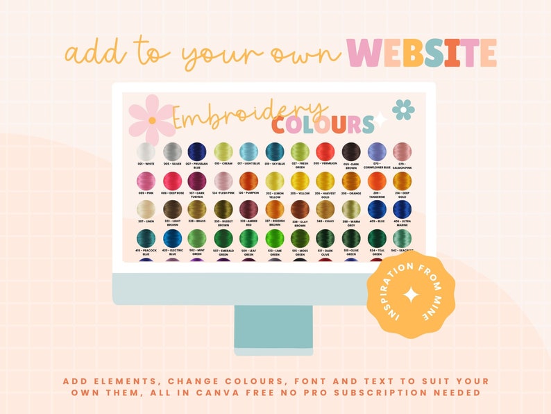Brothread Embroidery Colour Chart: Editable Canva Template (digital Download) 64 Brother Colours ...