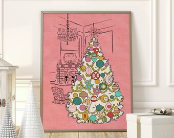 Pink Christmas Print - Etsy