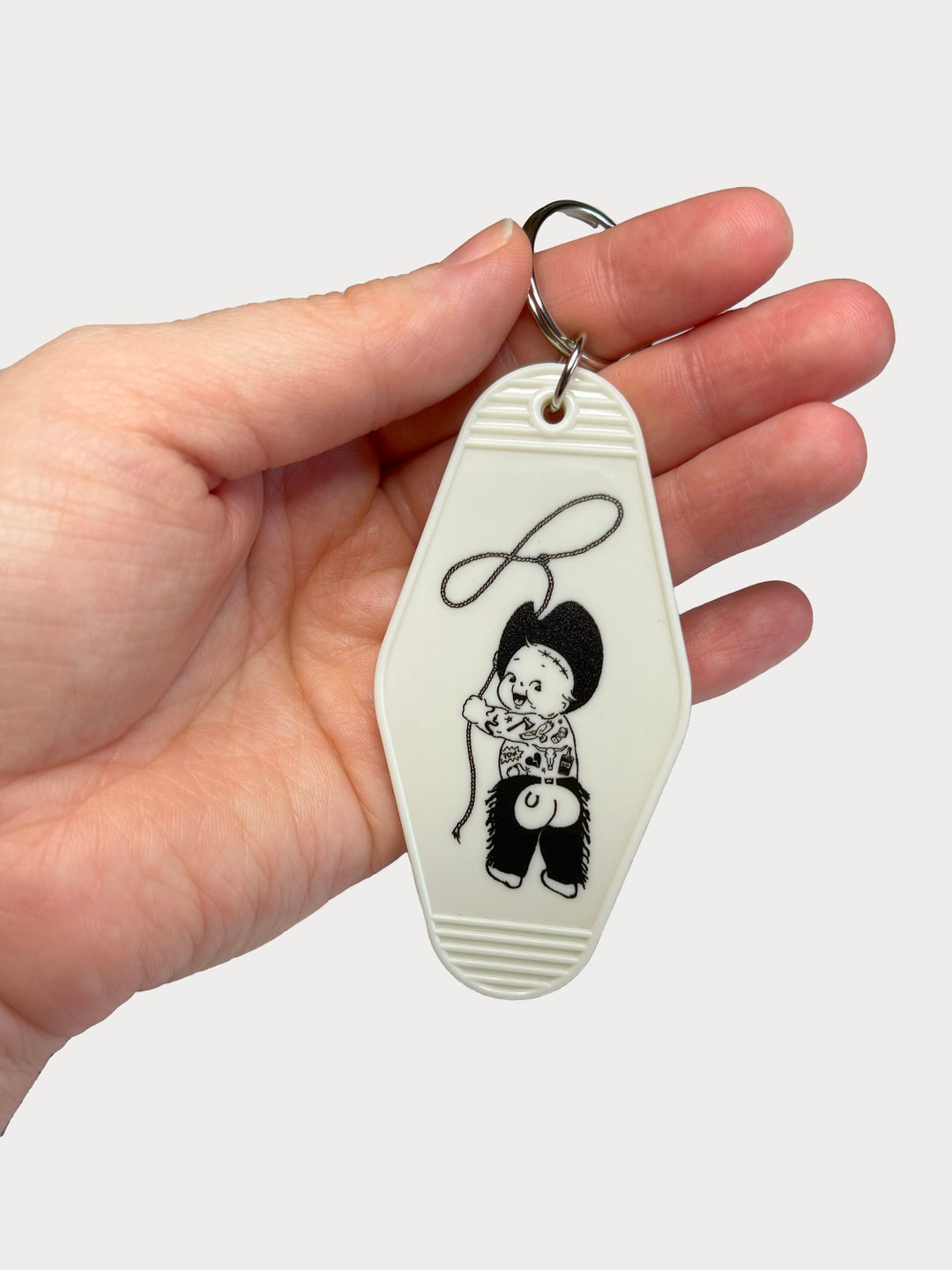 Kewpie Cowboy Vintage Motel Keychain, Trendy Hotel Keychain - Etsy