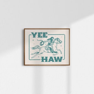 Yee Haw Cowgirl Print, Giclée Fine Art Print, Western Art, Vintage ...
